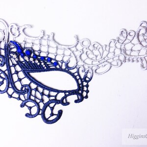 Sapphire & Silver Theme Half Face Masquerade Mask, Lace Masquerade ...