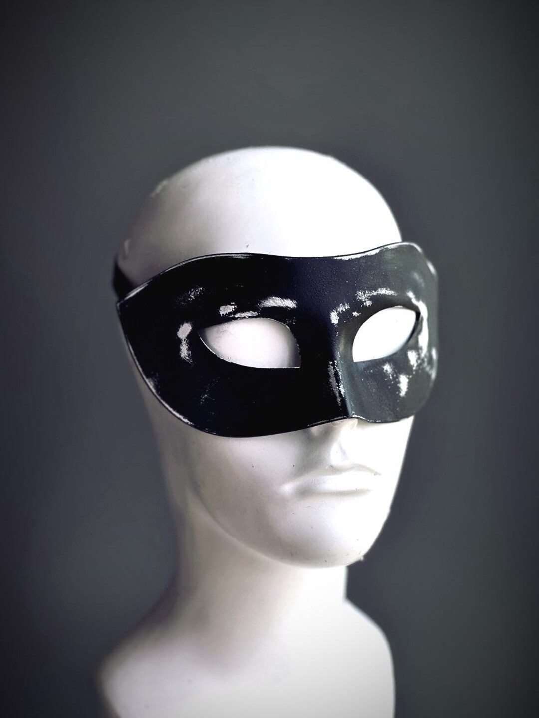 Black Distressed Mens Masquerade Mask, Black Custom Mens Mask, Mens ...