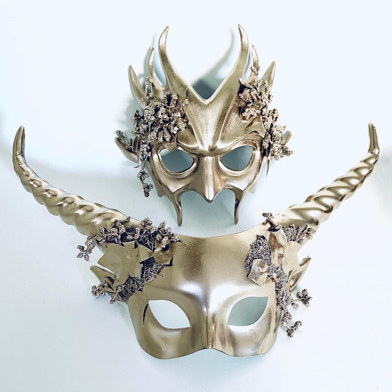 Woodland Creature Horned Halloween Masquerade Mask Pair - Etsy