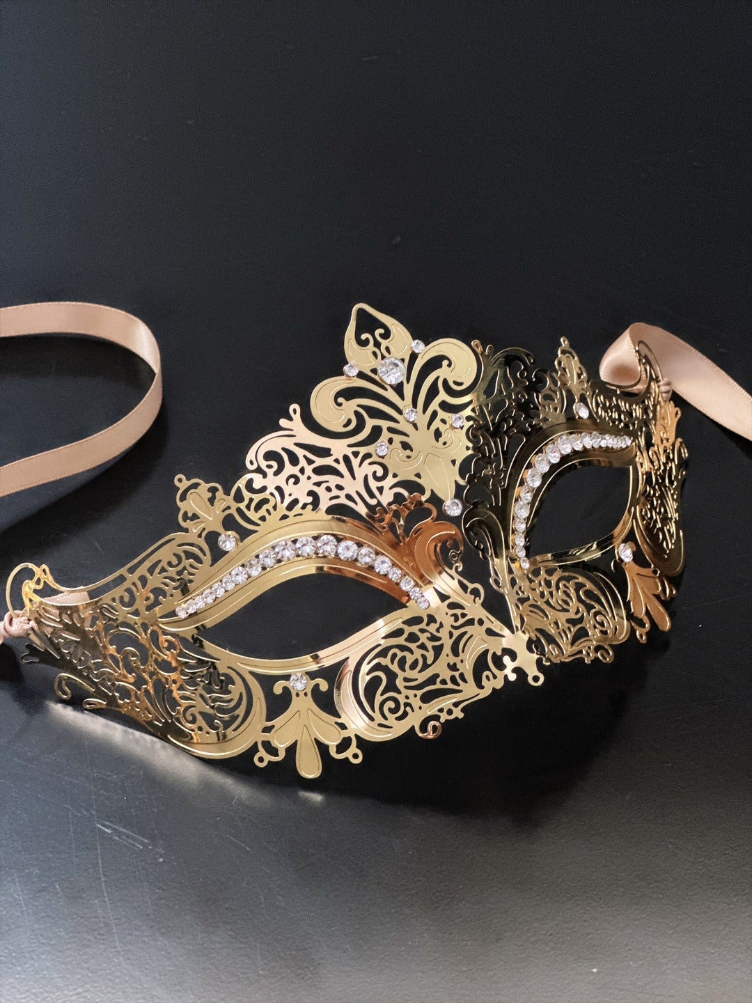 Gold Masquerade Mask Women Laser Cut Metal Eye Mask Girls - Etsy