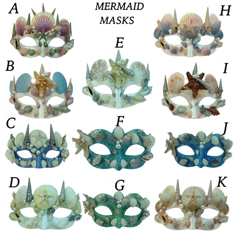Masquerade Masks Ocean Sea Shells Masks Under the Sea King - Etsy