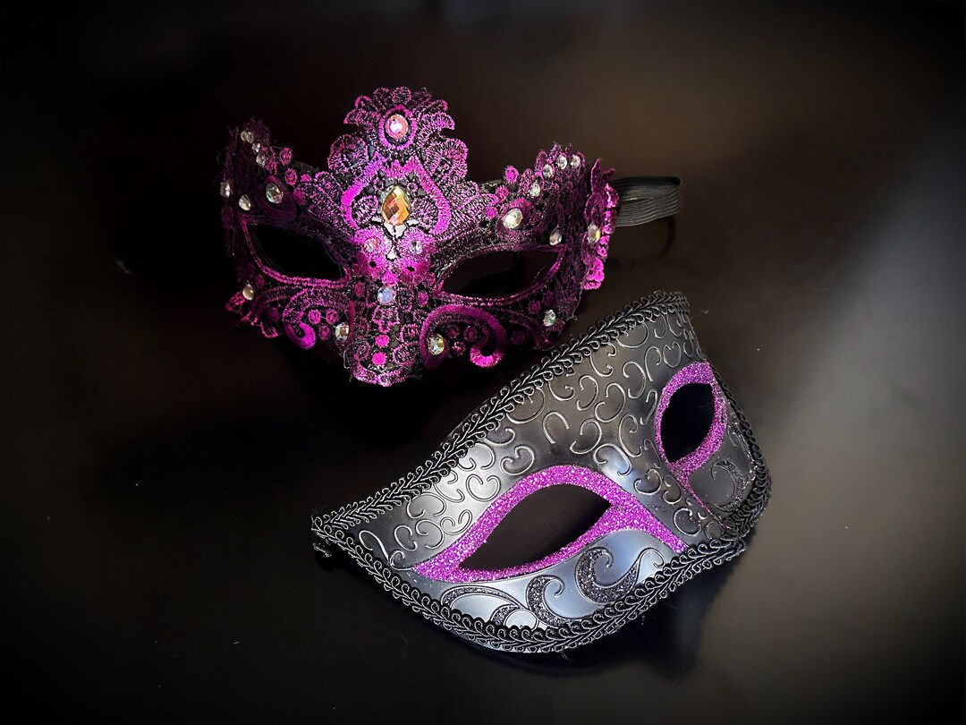 Purple Masquerade Masks for Couples His and Hers Venetian Masks ...