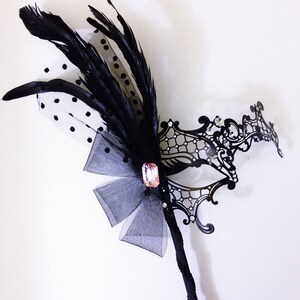 Aqua Blue Women Masquerade Mask on Stick Womens Handheld Masquerade ...