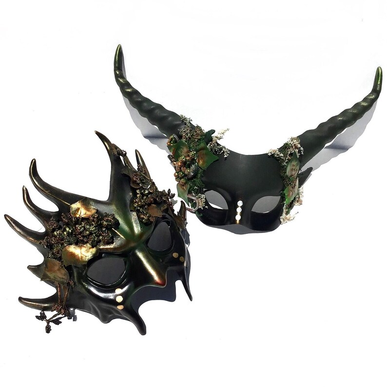 Woodland Creature Horned Halloween Masquerade Mask Pair - Etsy