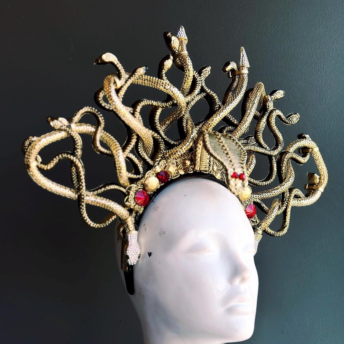 Medusa Costume Crown, Jeweled Snake Head Medusa Crown, Halloween Medusa ...