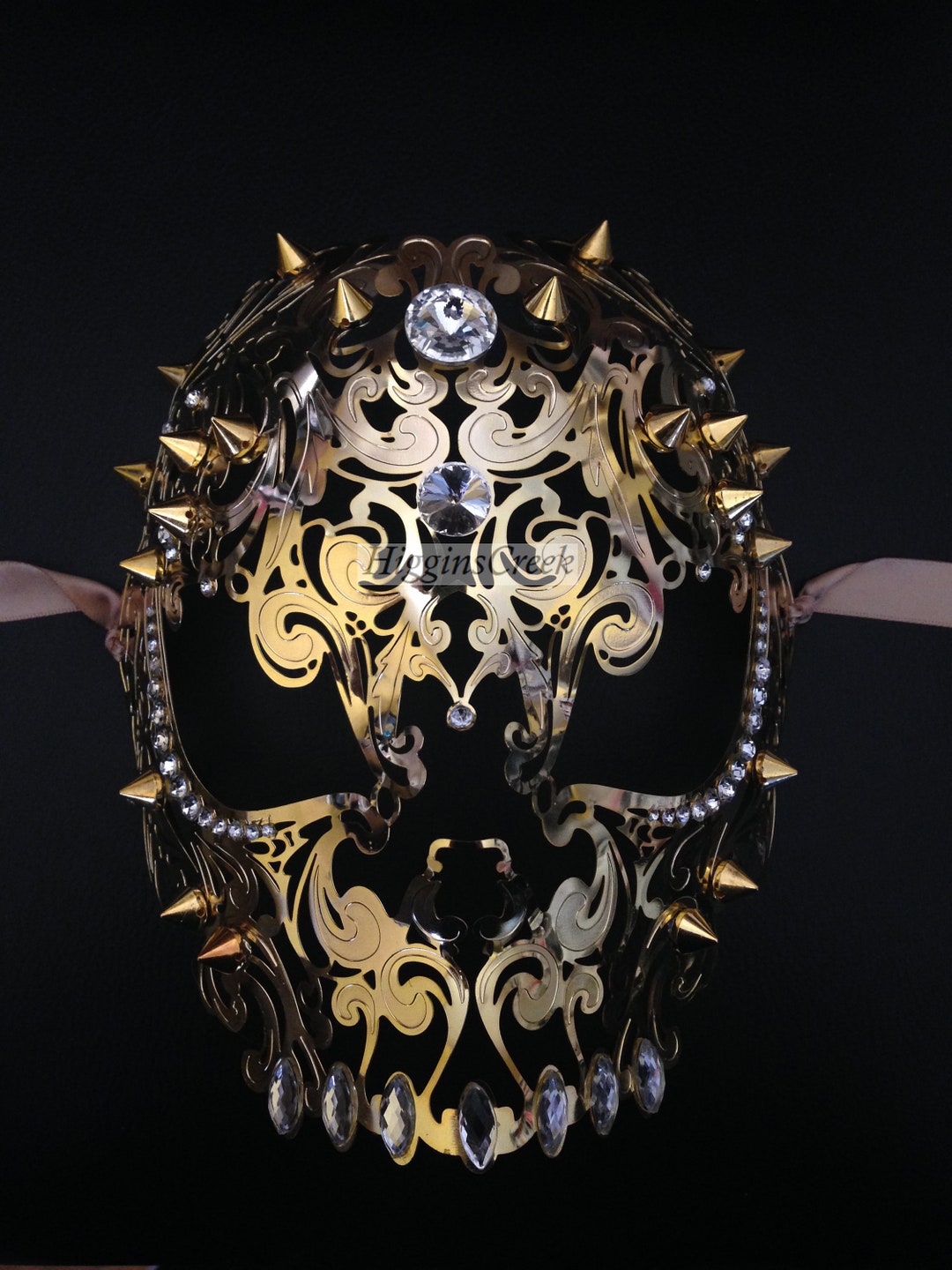 Skull Masquerade Mask SPIKES Skull Mask Men Masquerade, Metal Skull ...