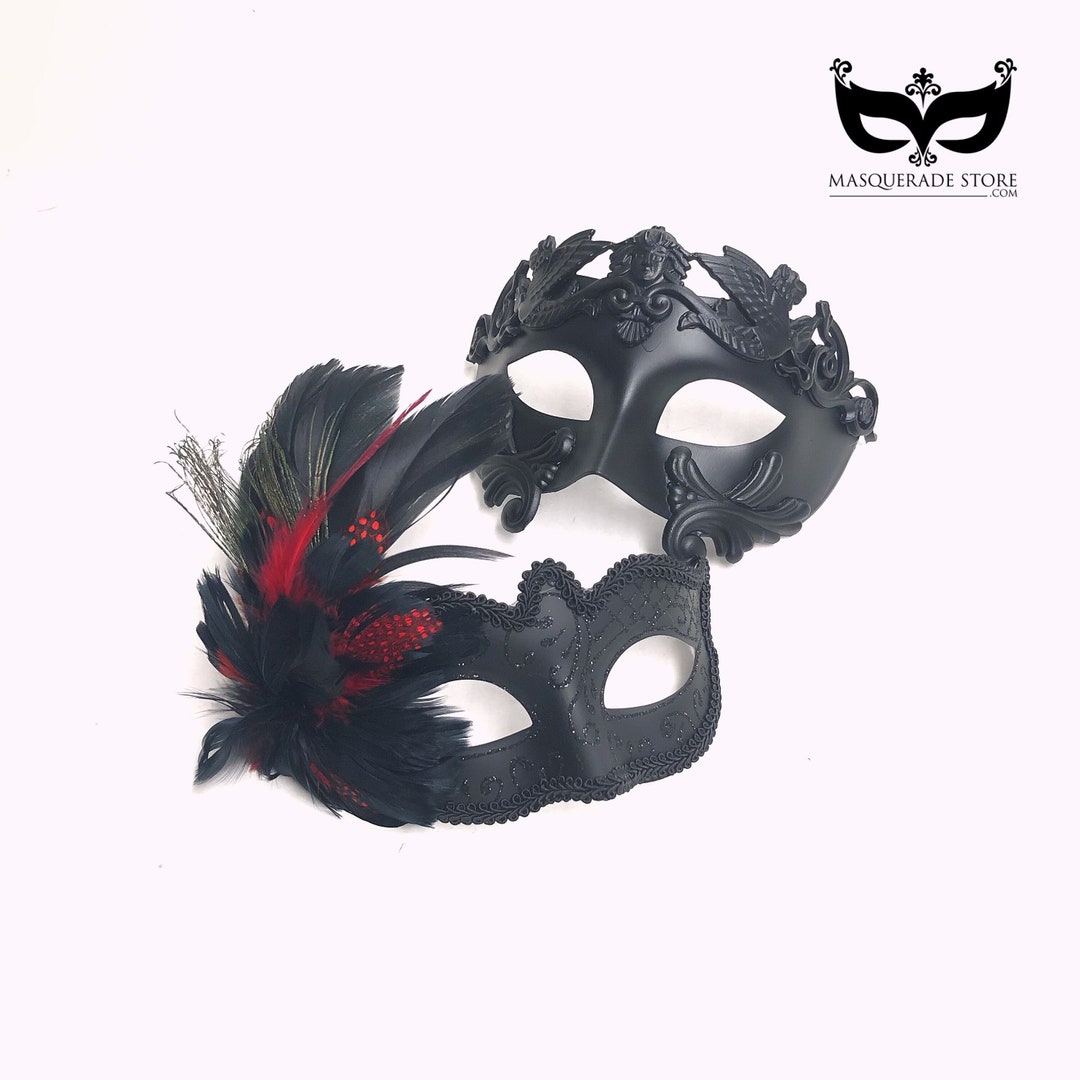 Masquerade Ball Black Mask, Couples Masquerade Mask Set, Elegant ...