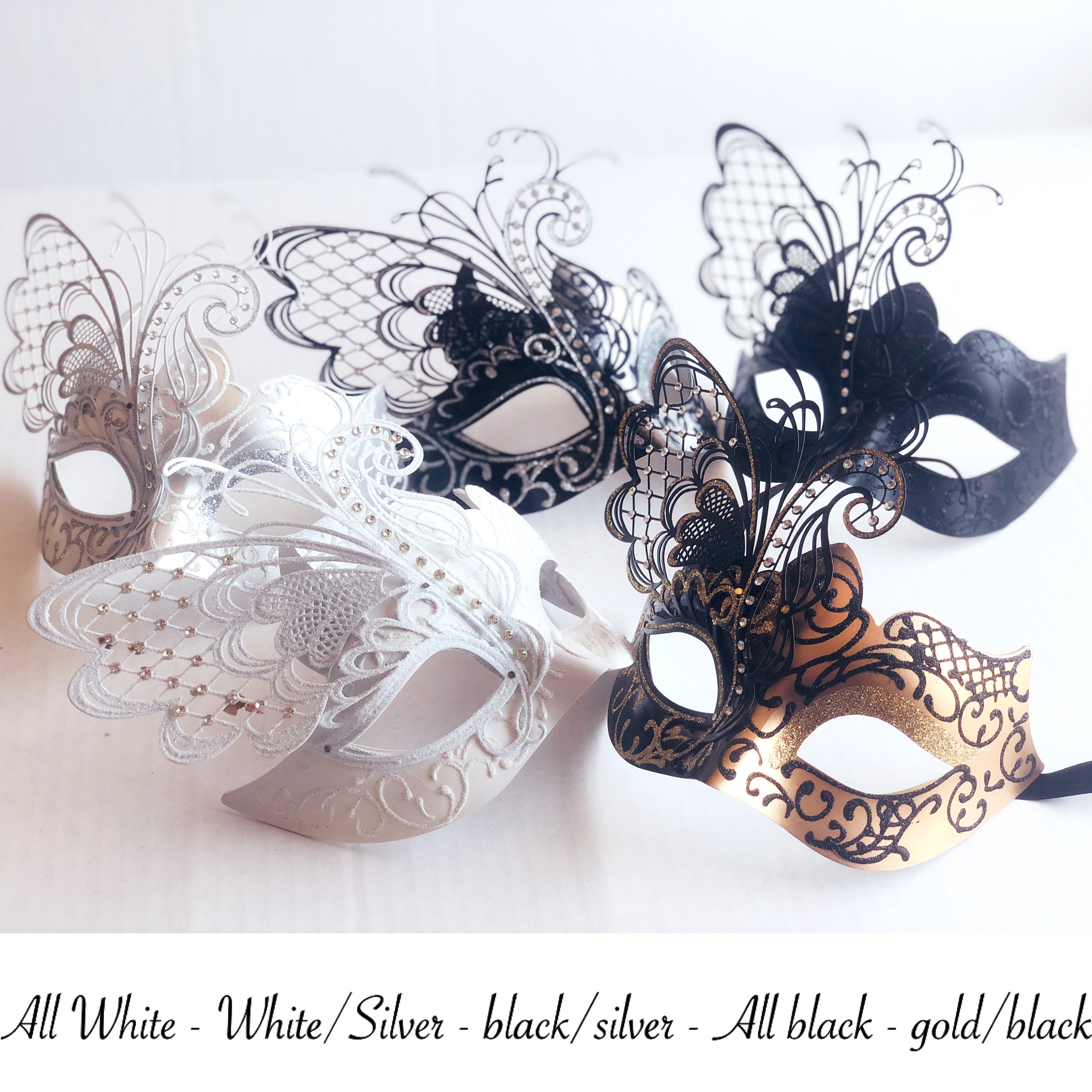 Butterfly Wing Filigree Masquerade Mask With Rhinestones - Etsy