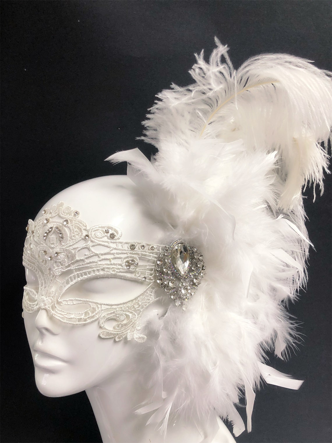 White Masquerade Mask Woman Diner En Blanc Masks White Wedding - Etsy