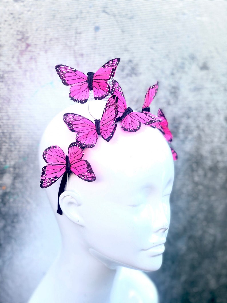 PINK Butterfly Headband Tea Party headpiece Butterfly BOHO | Etsy
