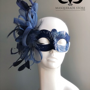 Exquisite Cobalt Blue Masquerade Mask Women Feather Ball Mask - Etsy
