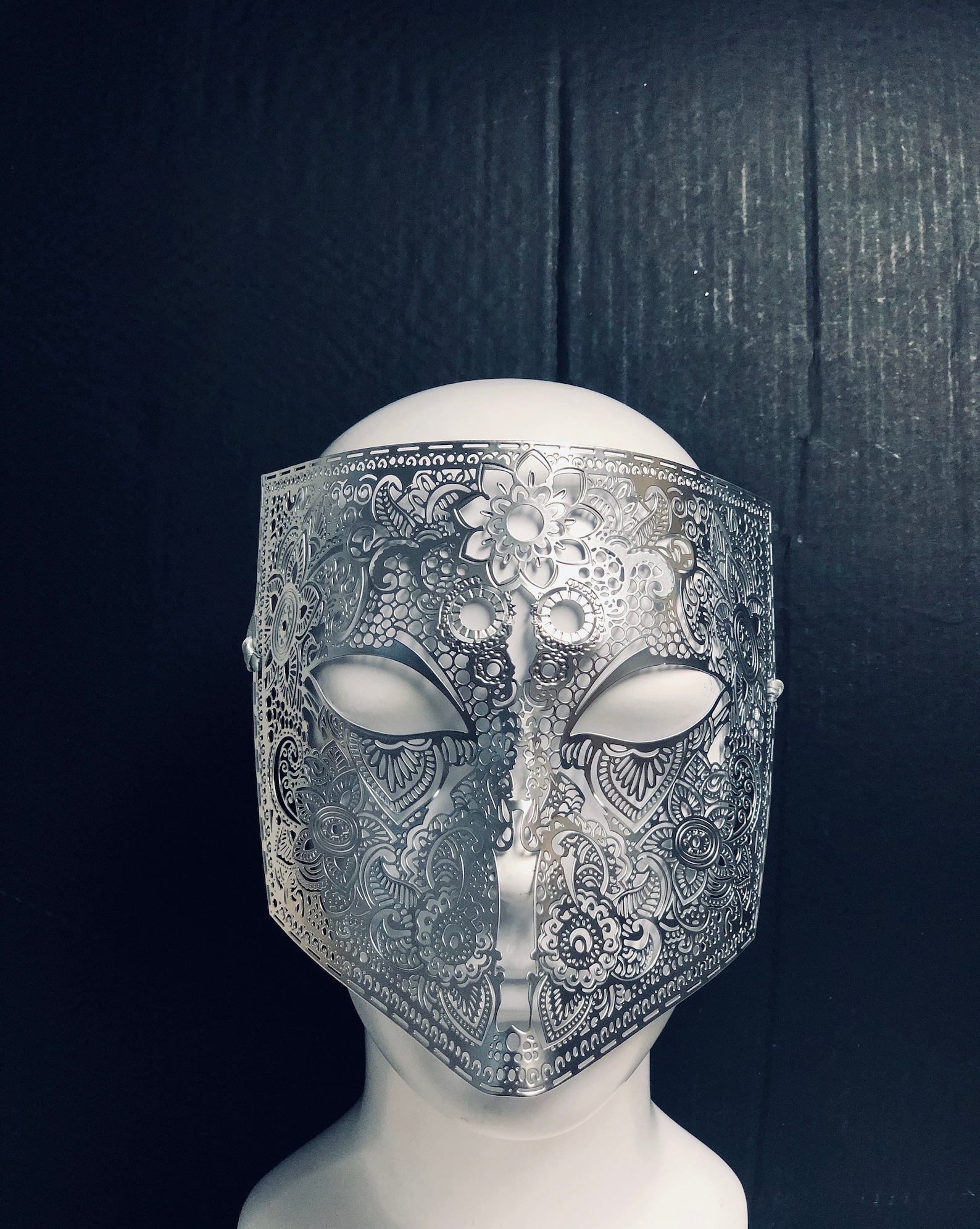 Mens Masquerade Mask Silver Full Face Halloween Mask Bauta | Etsy