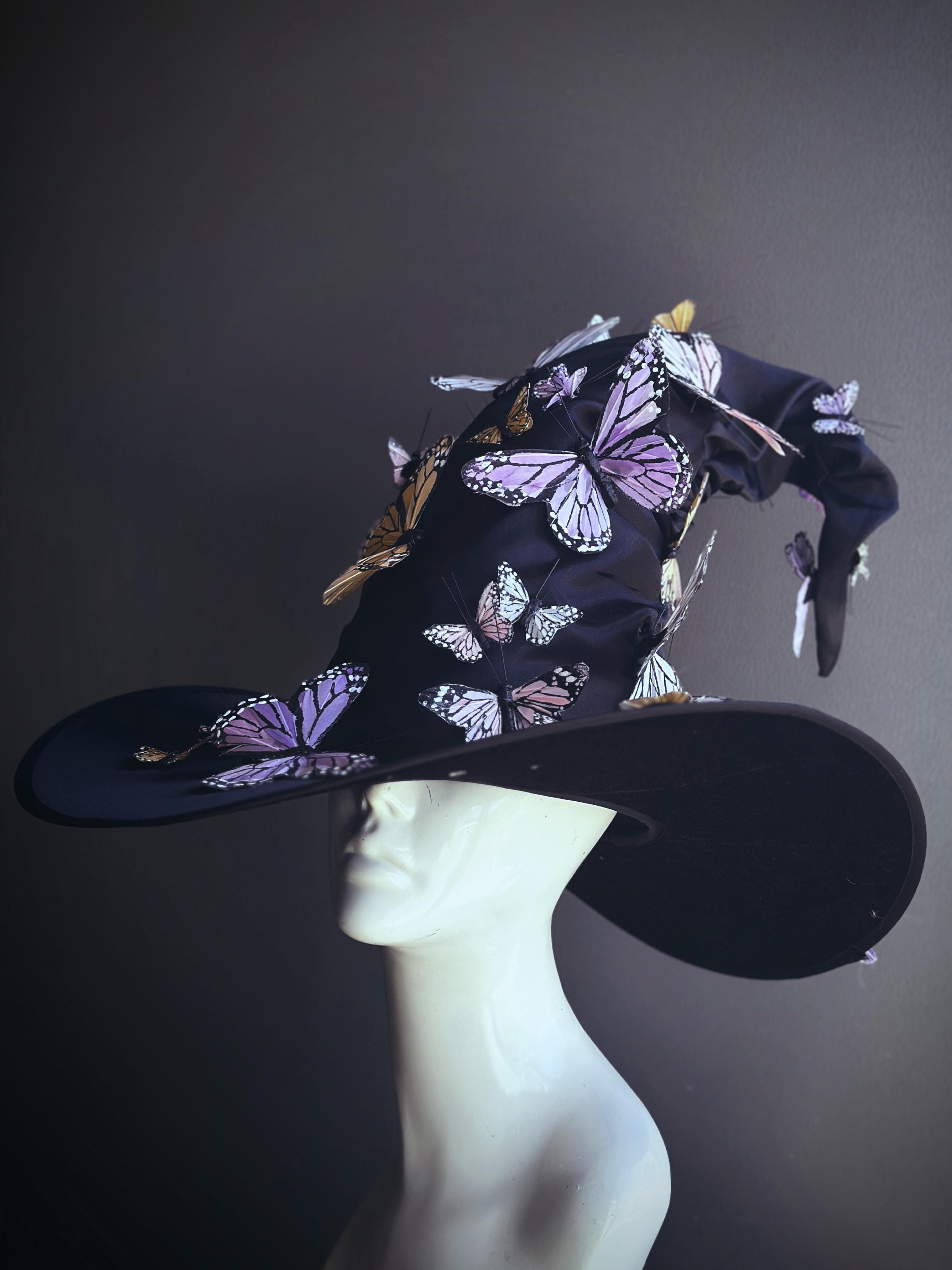 Witch Costume Good Witch Hat - Pastel Butterfly Pointy Wide Brim Hat - Etsy