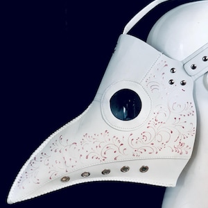Black Red Plague Doctor Mask PU Leather Plague Mask Bird Mask ...