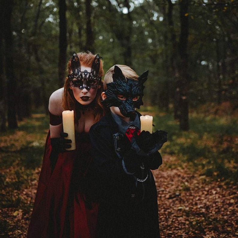 Animal Halloween Masquerade Mask - Wolf & Filigree Bunny - Etsy UK