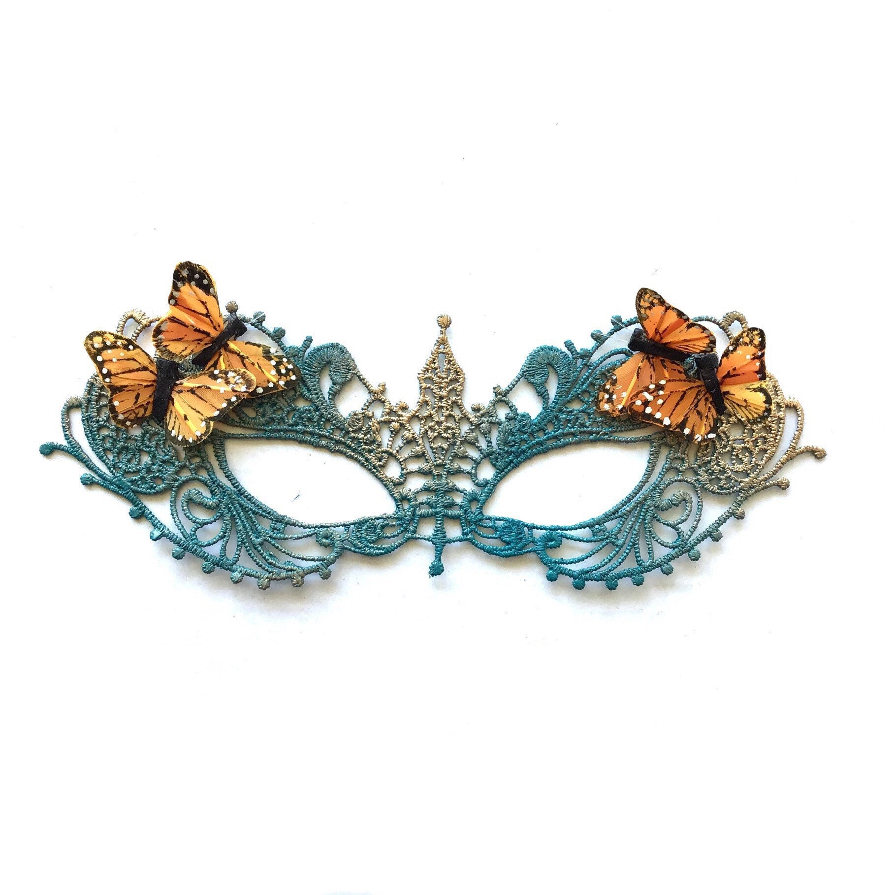 Women Teal Masquerade Mask l Rhinestone Butterfly mask l | Etsy