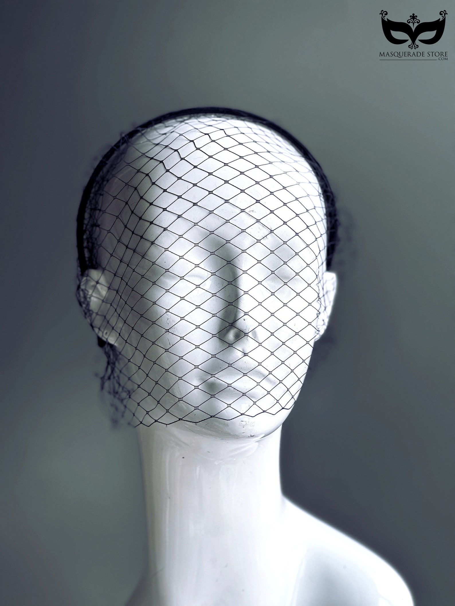 Black Fishnet Veil With Diamonds, Diamond Veil, Womens Masquerade Mask ...