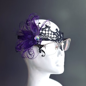 Masquerade Mask for Eyeglasses - White Feather Mask - Eye Glass Masks ...