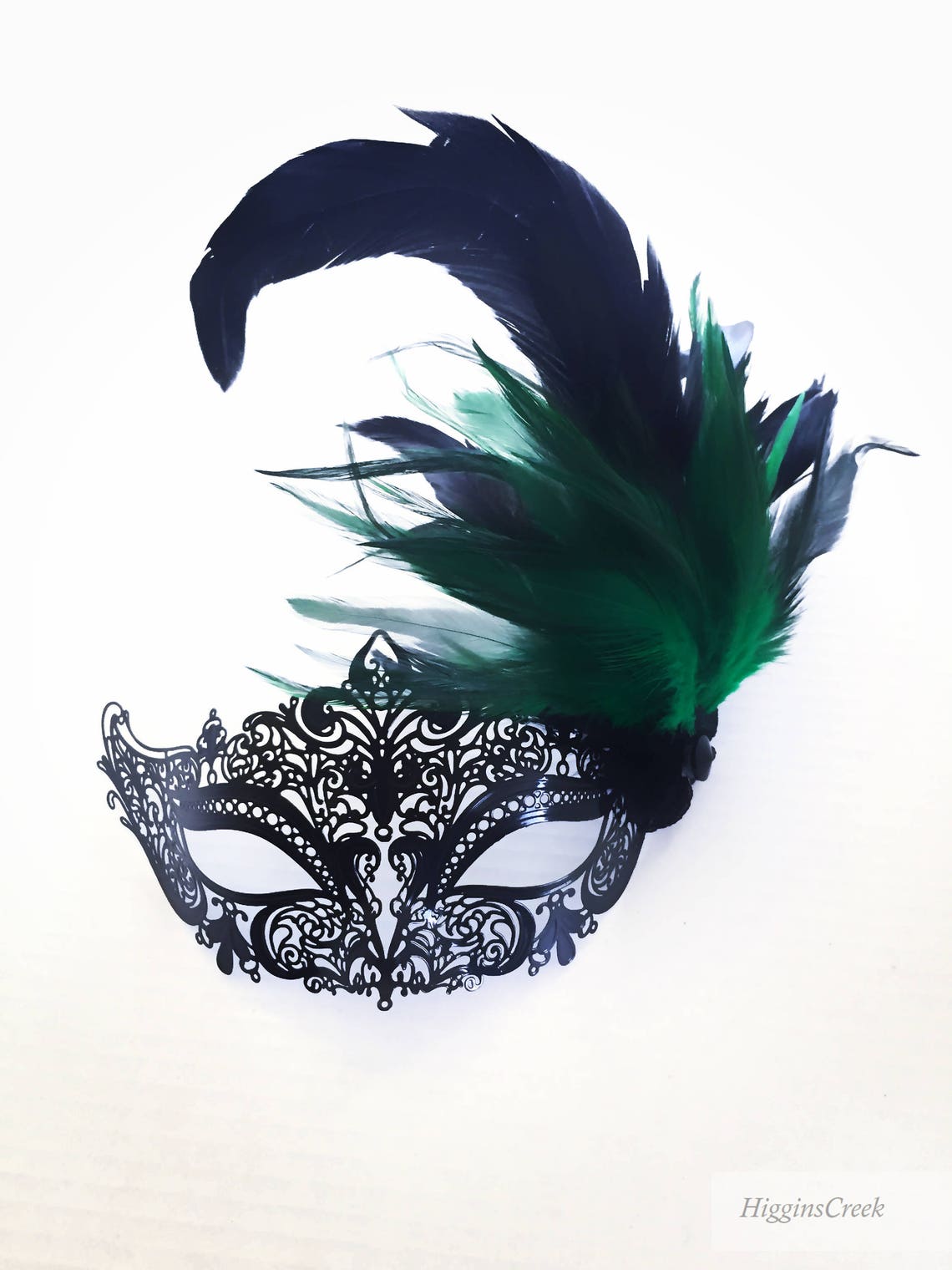 Emerald Green Masquerade Mask Women Feather Mask, Green Mardi Gras ...