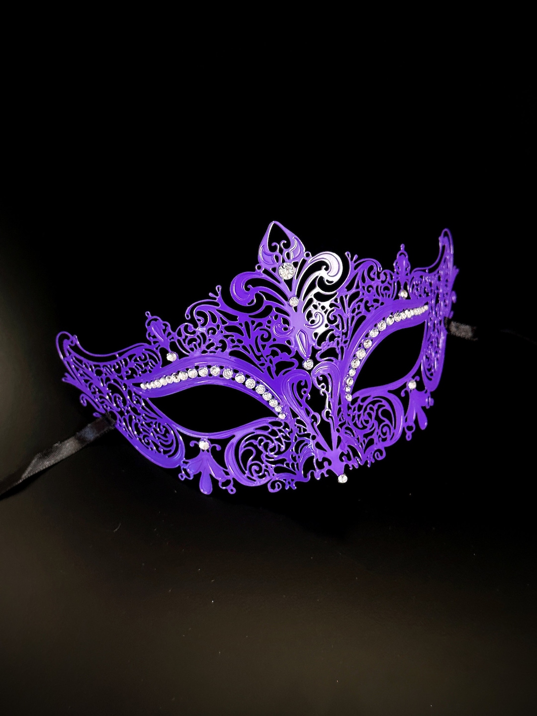 Purple Masquerade Mask Venetian Ball Mask With Rhinestones for Women ...