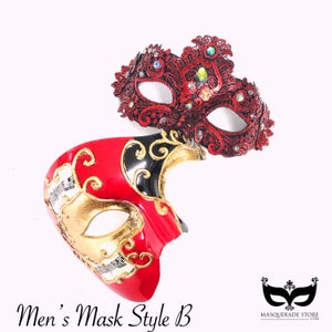 Red Masquerading Party Masks, Christmas Masquerade Masks, Couples Masks ...