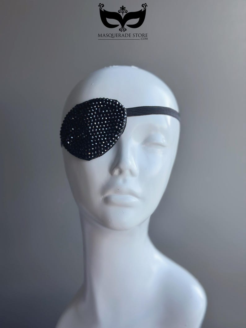 Black Rhinestone Eye Patch for Halloween Cosplay, Gothic Pirate ...