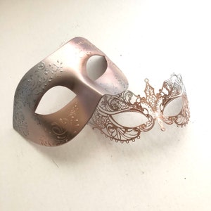 Rose Gold Masquerade Mask Champagne Couples Masquerade Mask With ...