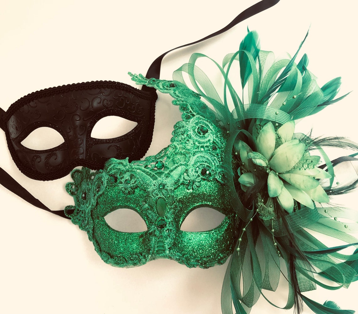 Emerald Green Masquerade Masks couples Masquerade ball masks | Etsy