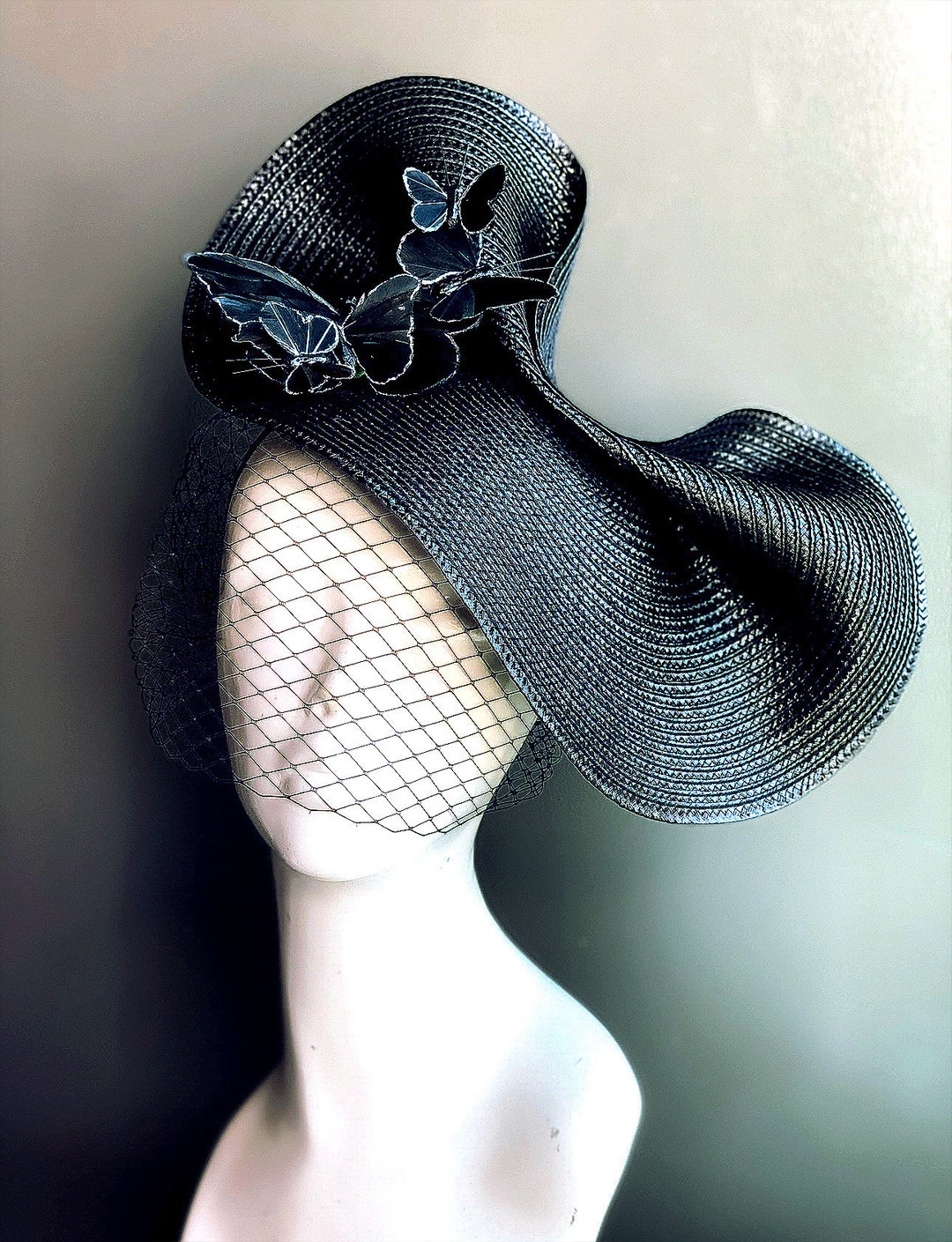 Black Widows Hat, Black Funeral Hat for Women, Women’s Black Mourning ...