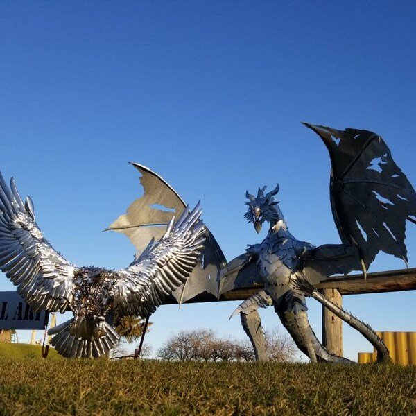 Metal Dragon Sculpture - Etsy
