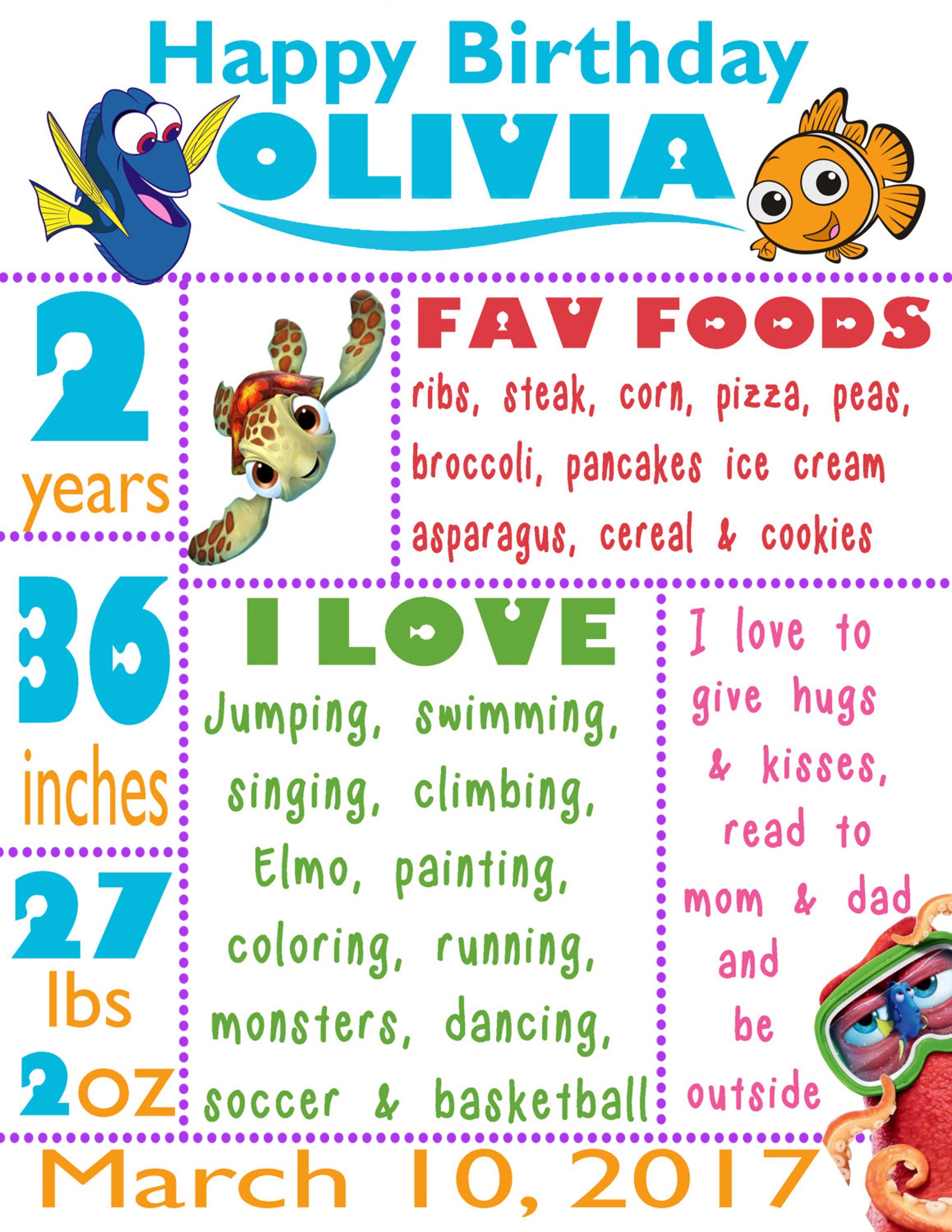 Finding Nemo/ Dory Customized Chalkboard/whiteboard Birthday/ Back to ...