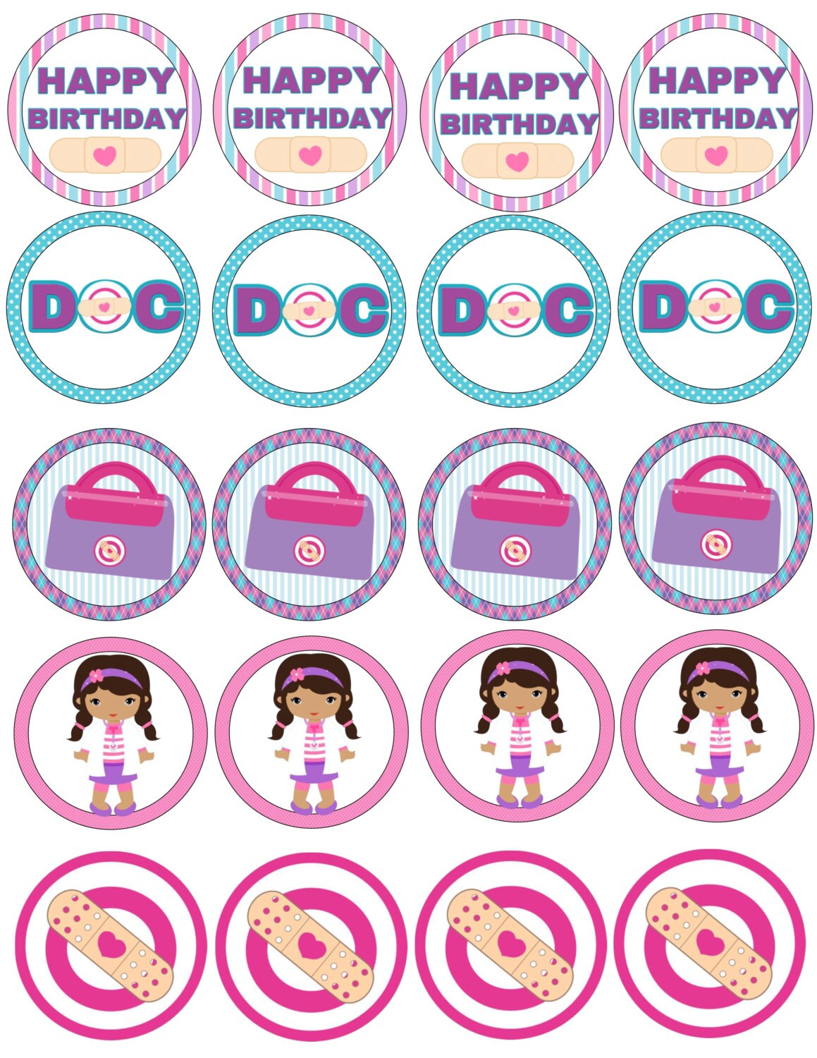 Doc Mcstuffins Themed Cupcake Toppers/ Party Tags - Etsy