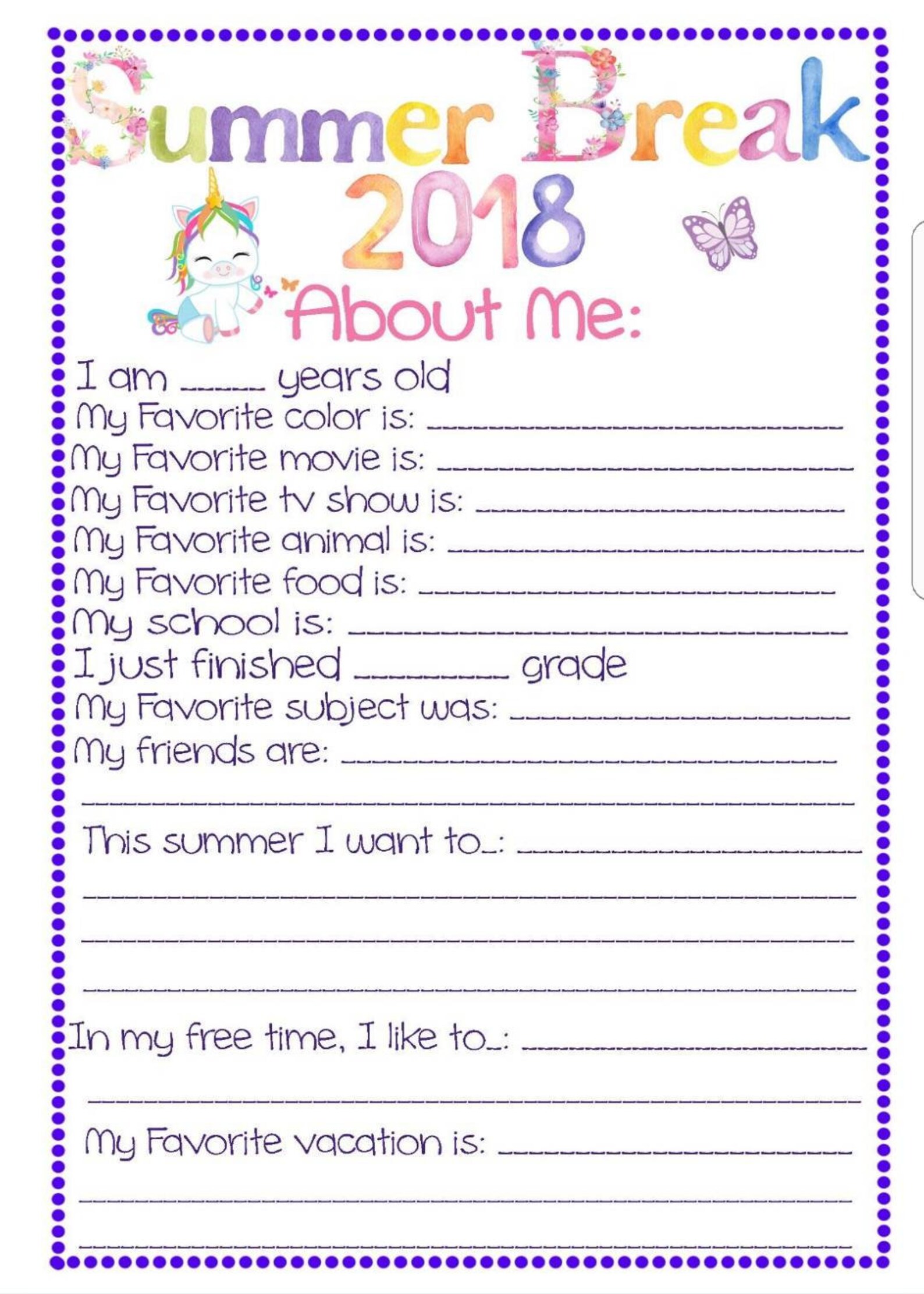 Flowers, Fairies and Unicorns Vacation Journal/children's Summer ...