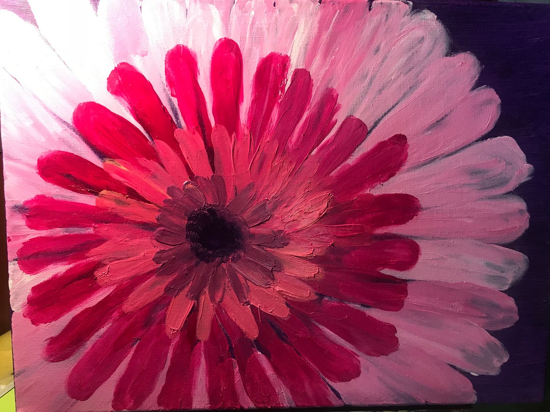 Pink Flower Finger Paint *original Painting* 12x16 - Etsy