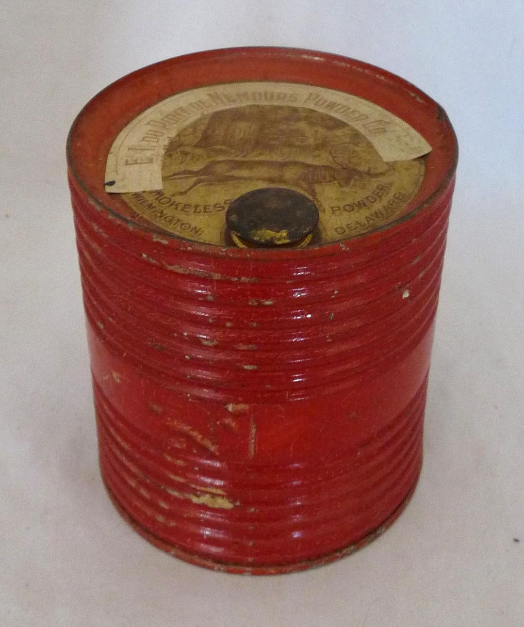 Antique Du Pont Gun Powder Keg Tin 1 Lb. Smokeless Rifle Stag Over ...