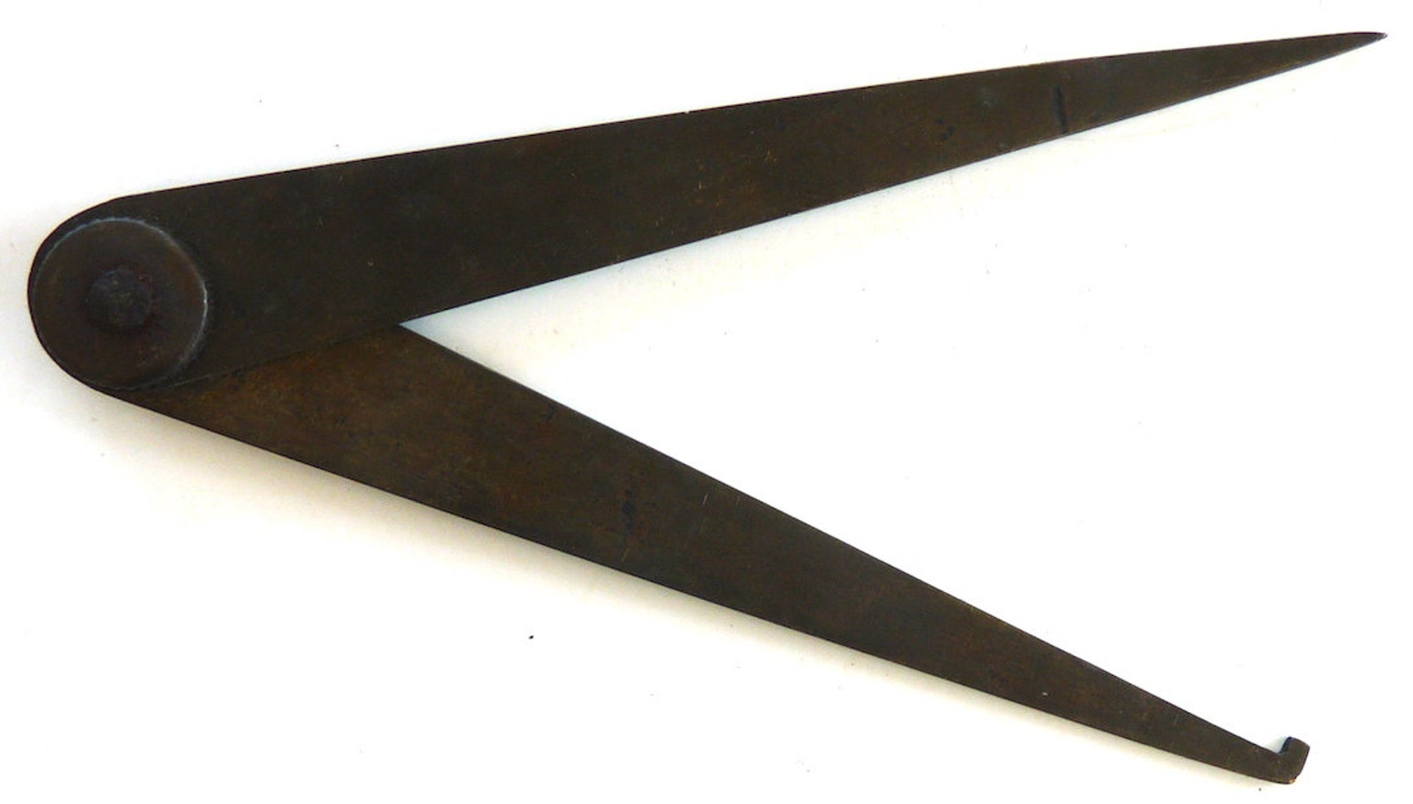 Antique Hand Worked Primitive Caliper Tool Brass Steel Vintage Leather ...