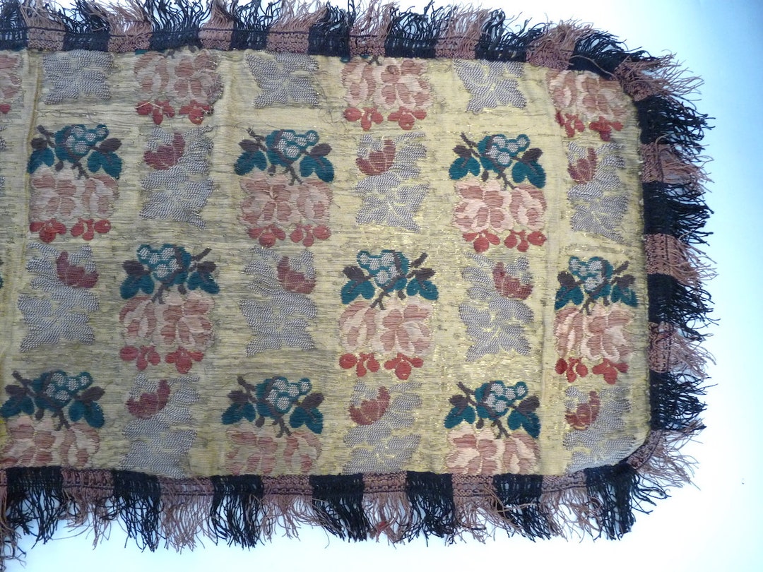 Antique English Embroidered Textile Table Runner 17th Ct Gold Floral ...