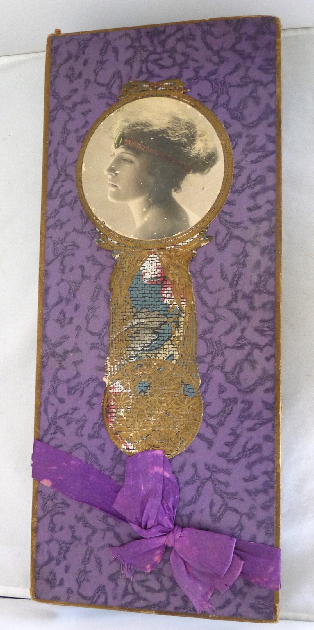 Antique Art Nouveau Victorian Vanity Chocolate Box Real Photo Lavender ...