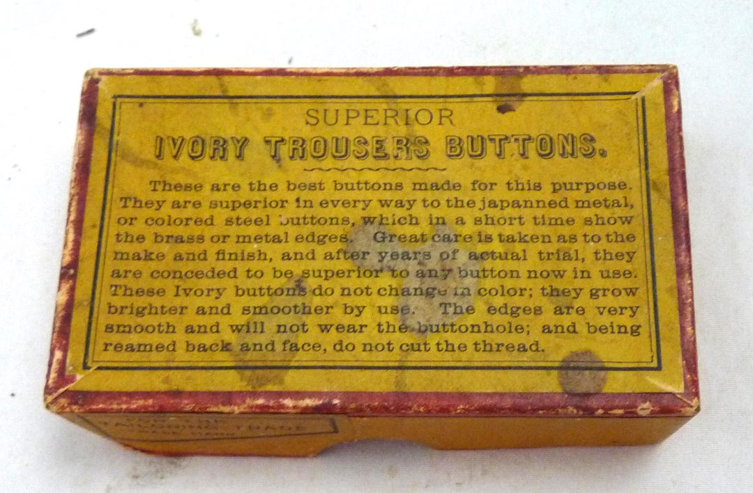 Antique B C Co Superior Trousers Button Box Top Advertising Sewing - Etsy