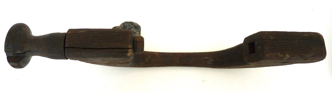 Antique Hand Turned Wood Drill Bit Brace Woodworkers Tool Primitive ...