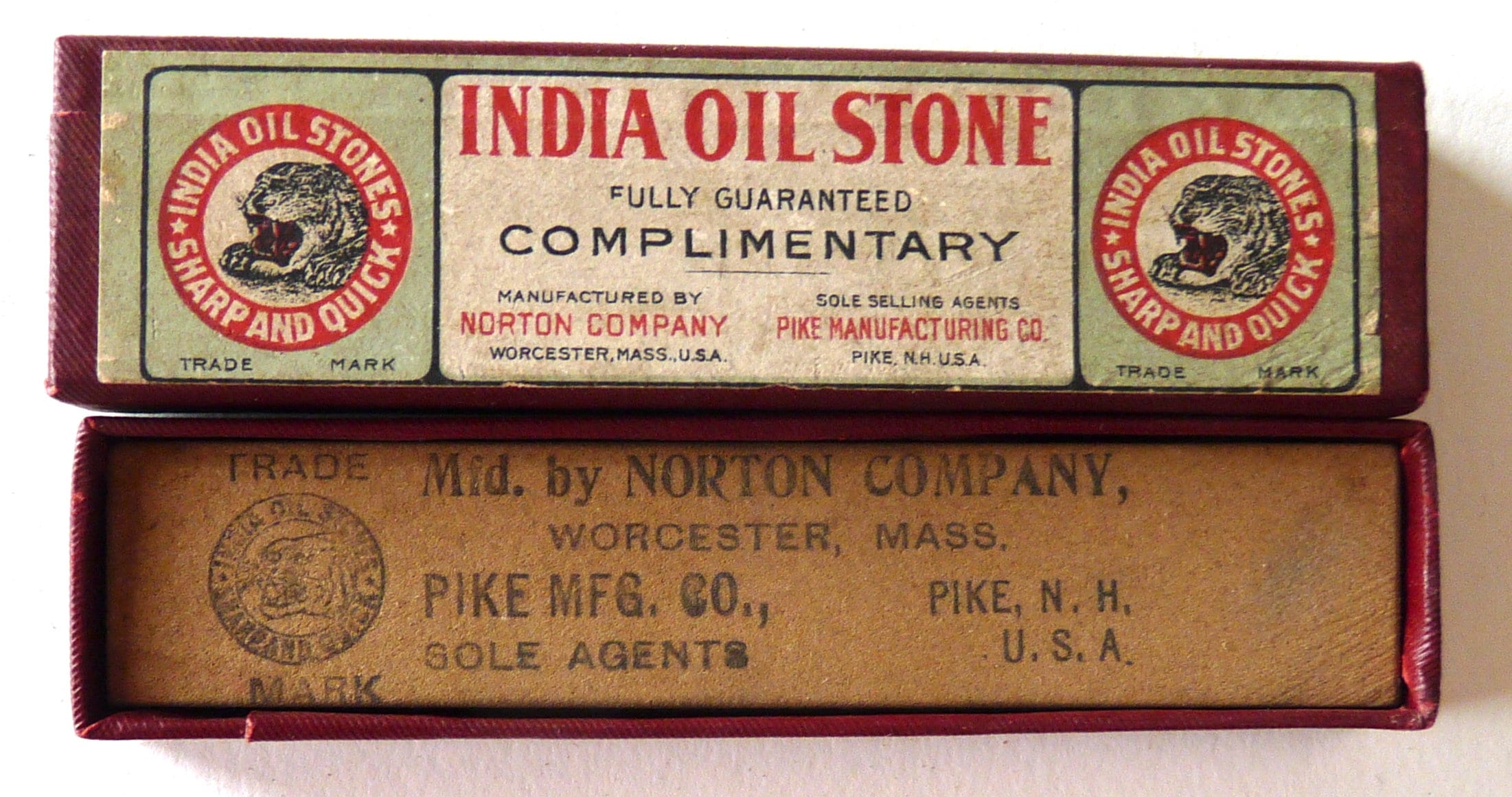India Oil Stone Box Norton Worcester MA Pike New Hampshire Advertising ...
