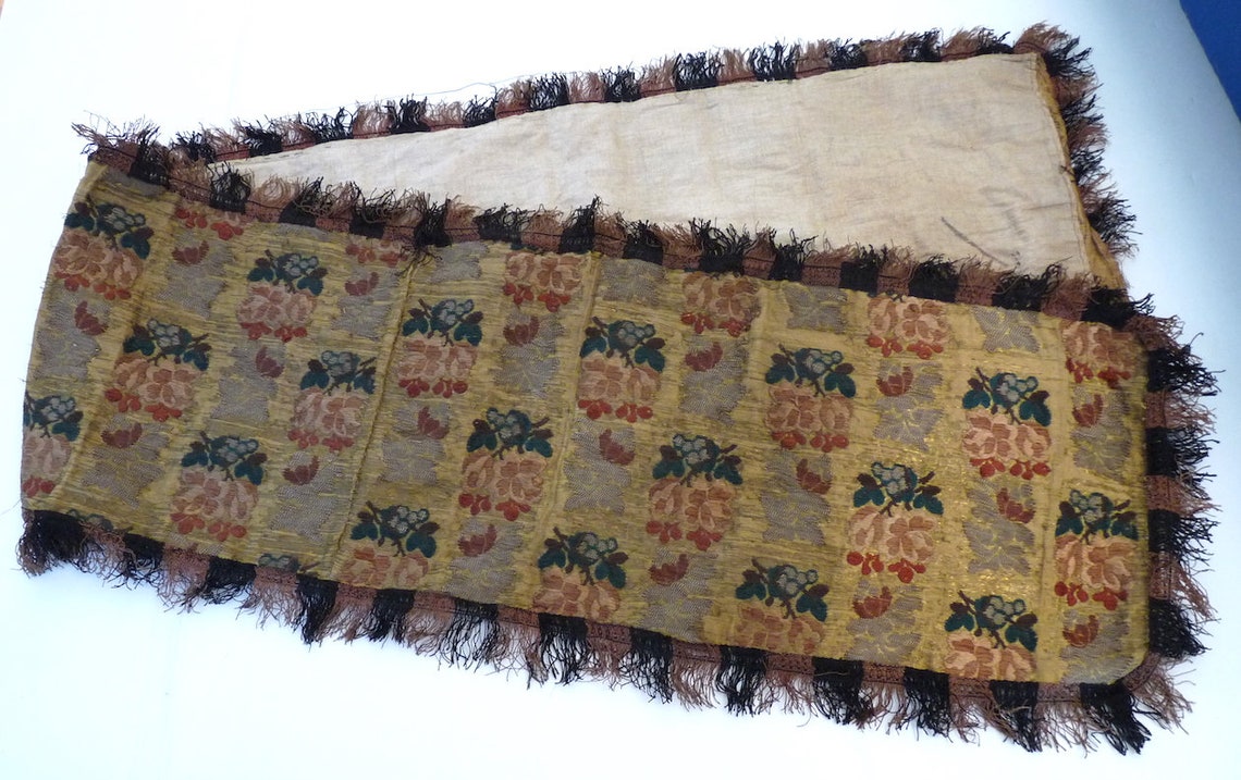 Antique English Embroidered Textile Table Runner 17th Ct Gold Floral ...