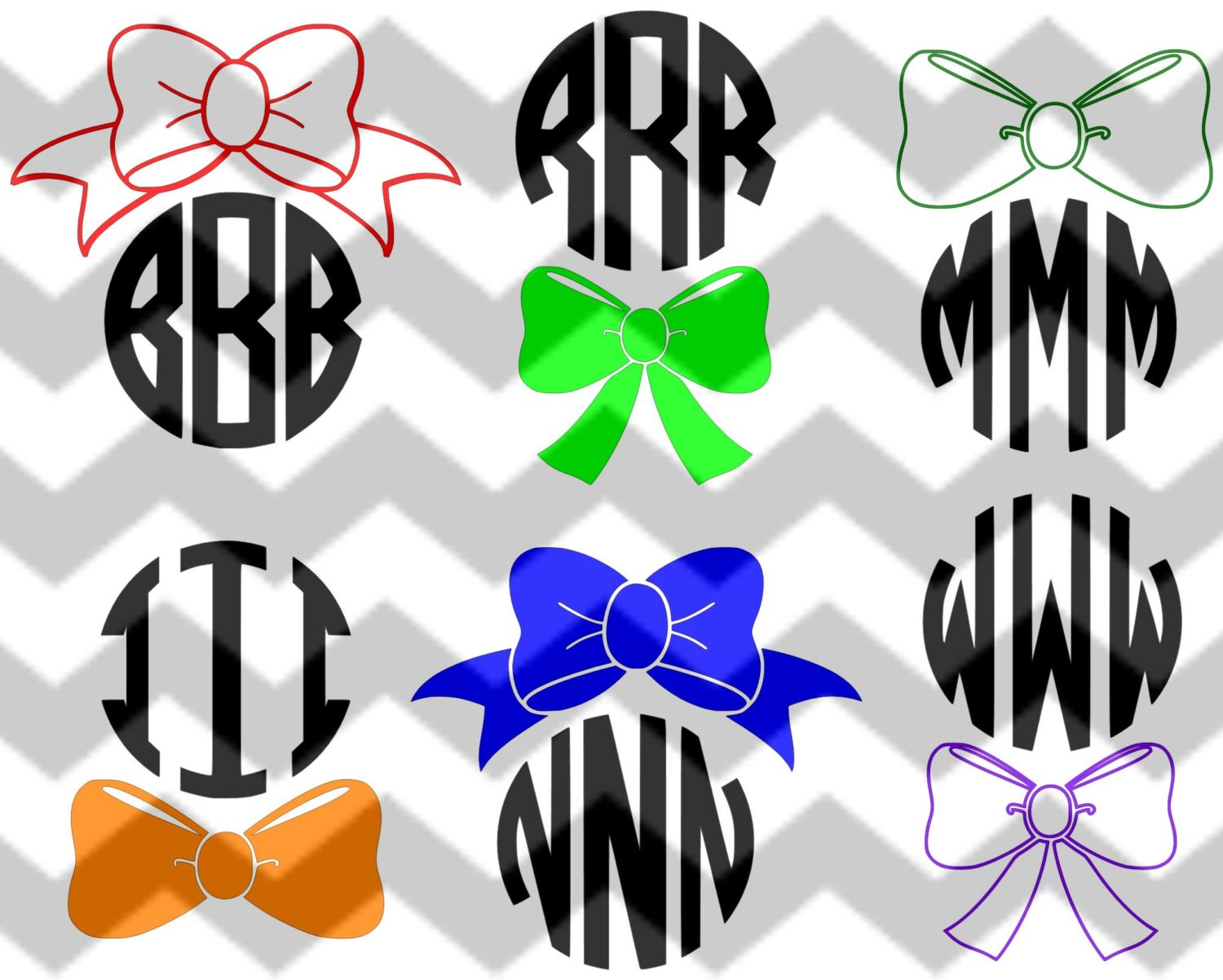 Monogram Bows Cut Files for cutting machines SVG PDF | Etsy