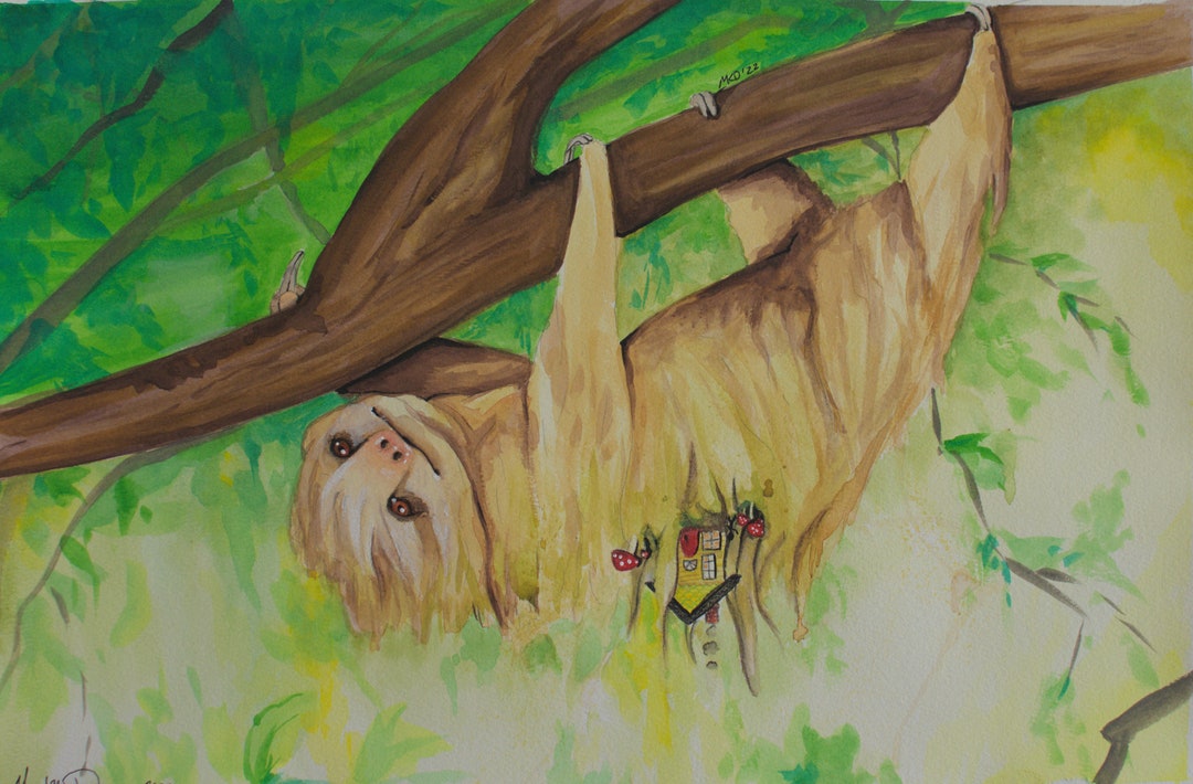 Sloth Fantasy Landscape Print From Original Drawing, Signed - Etsy