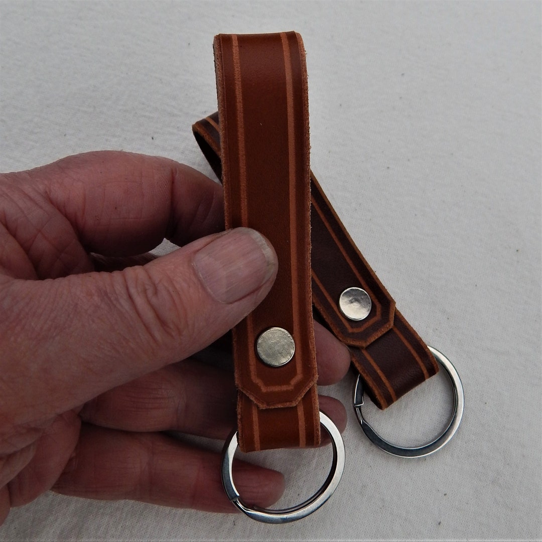 Keyring in Leather, Belt Loop, Personalisation, Key Chain Holder, Light ...