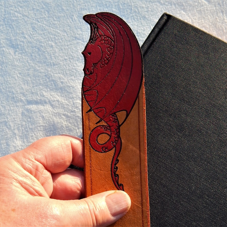 Handmade Leather Dragon Bookmark: Personalized Fantasy Gift - Etsy