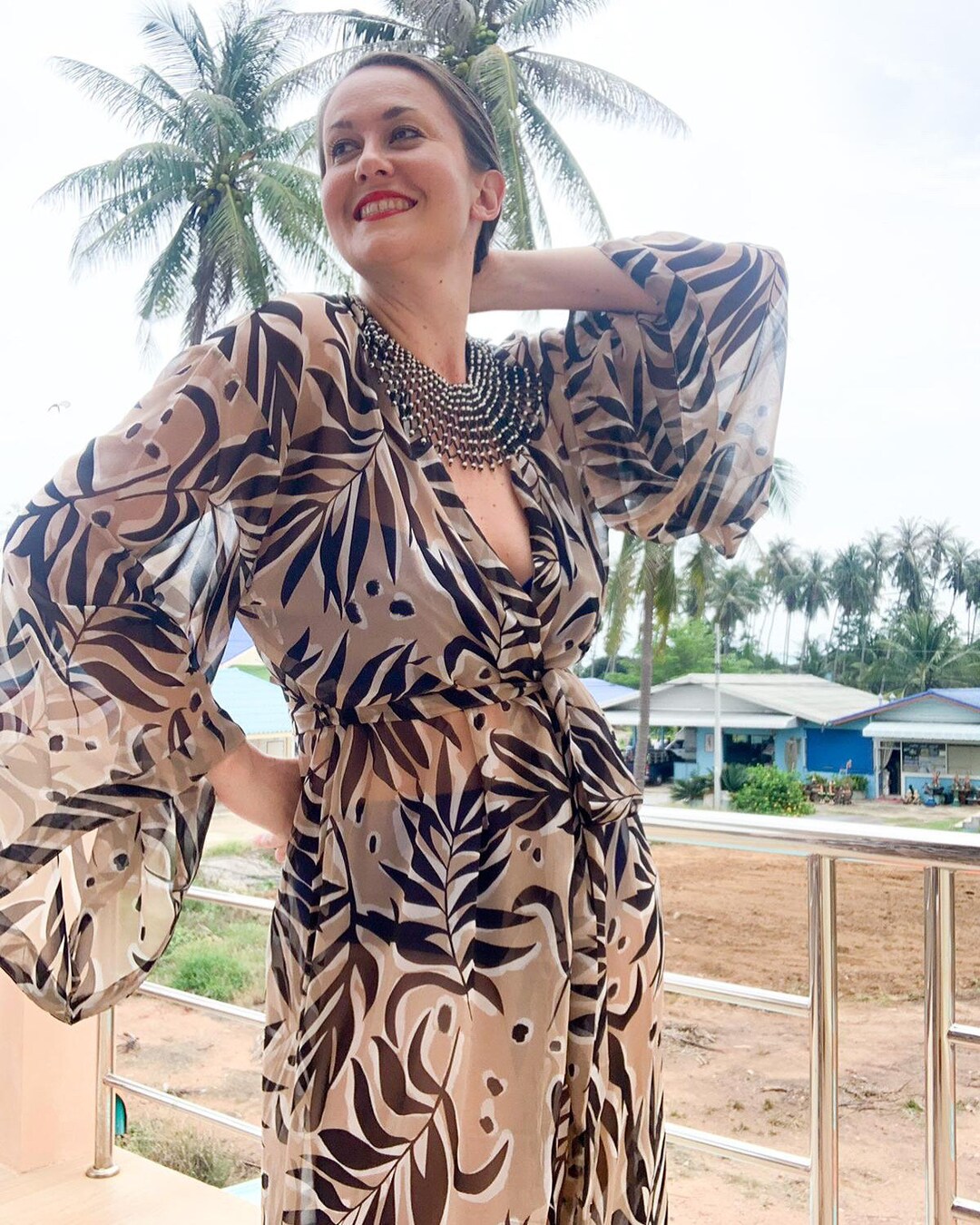 Maxi Niko Kimono in Palm - Etsy UK