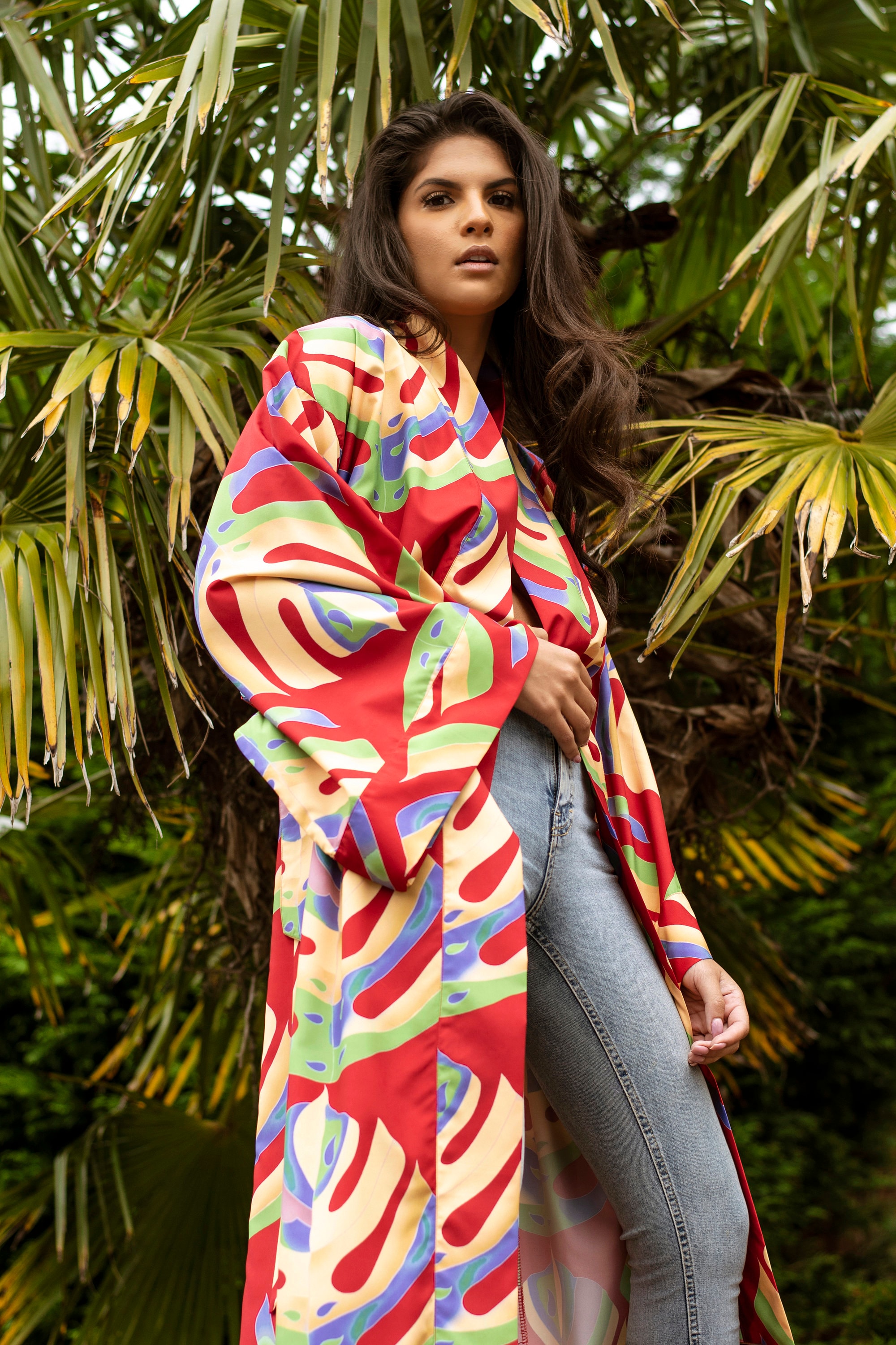 Niko Maxi Kimono Palm Print - Etsy