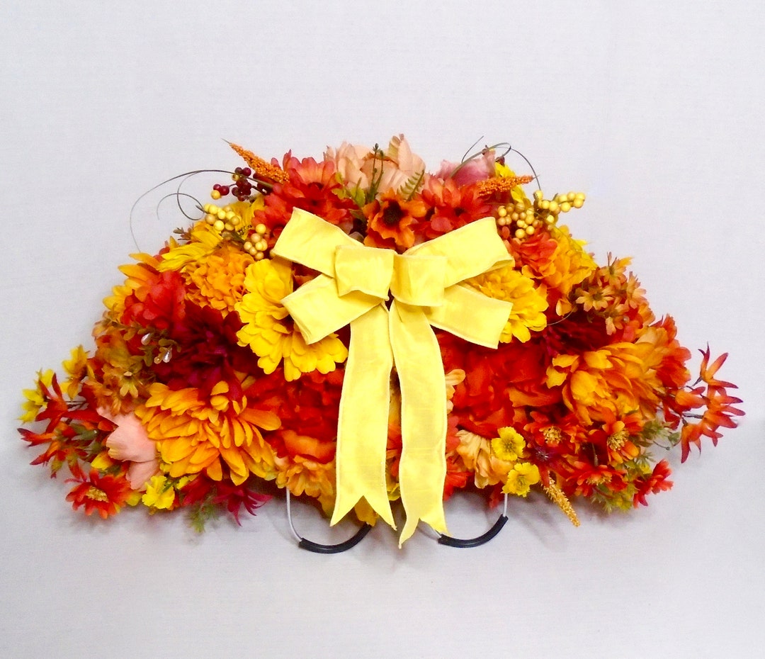 Fall Cemetery Headstone Saddle Arrangement, Fall Cemetery Floral ...