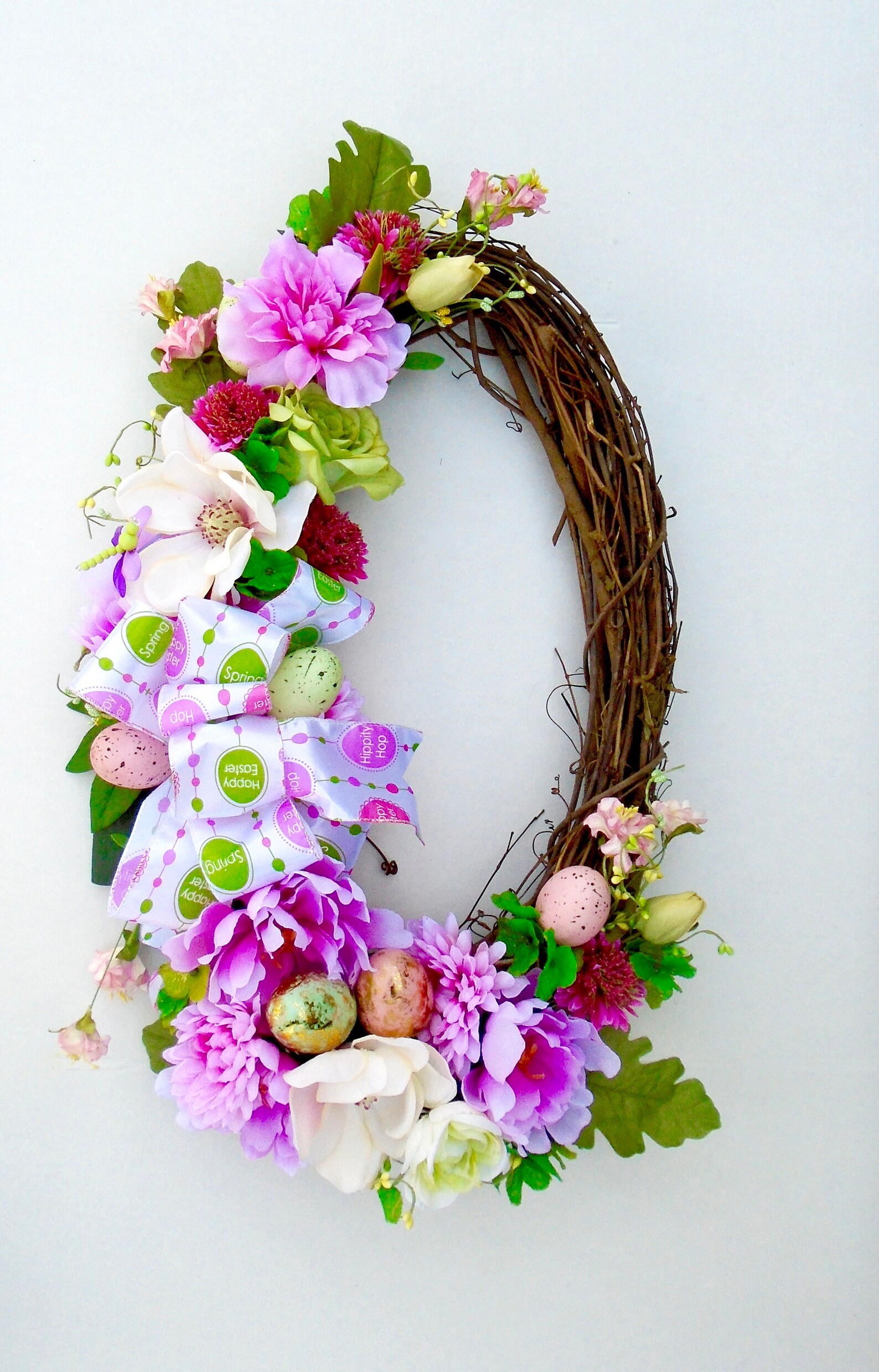 Easter Grapevine Wreath, Spring Floral Wreath, Door Wreath, Spring ...